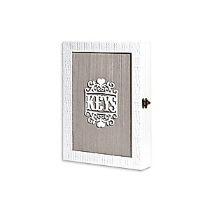 Velista Wooden Key Box Wall Mount – Cute and Rustic Decorative Key Cabinet – Premium Cabinet Key Holder with 6-Hooks - Small White Key Holder Box - Farmhouse Wall Décor – Vintage Key Rack Cabinet