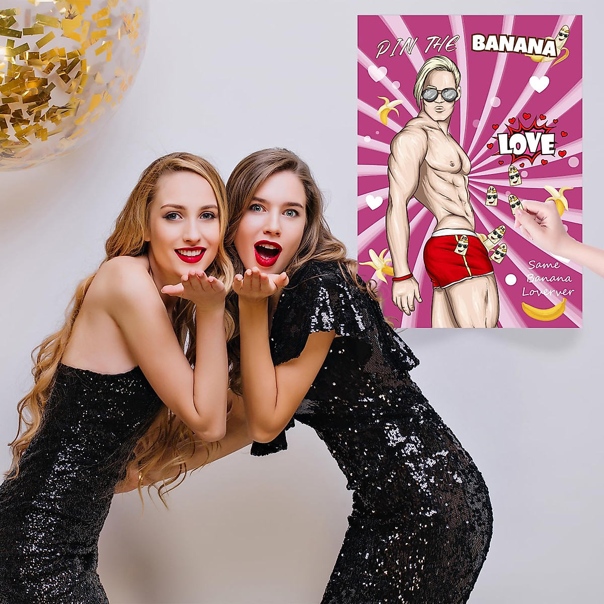 VOSINPADA Bridal Shower Bachelorette Party Games Pin The Banana on The Hunk Games, Bachelorette Party Favors Wedding Engagement Party Games Funny Ice Breaker Games Hilarious Party Games 60 Stickers