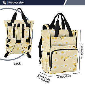 MNSRUU Diaper Bag Bee and Flower Diaper Bag Backpack Multifunction Travel Diaper Bag Tote For Baby Boy Girl Large Capacity Toddler Baby Changing Bags for Moms Dads