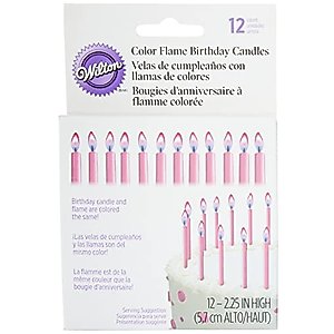 Wilton Flame Pink Candles, 12 Count