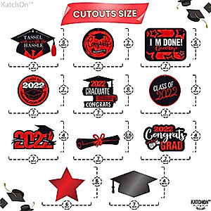 45 Pieces, Red Graduation Hanging Decorations - Large Cutout, No DIY | Graduation Swirls, Red and Black Graduation Decorations 2022, Graduation Hanging Swirls Decorations, Graduation Party Decorations
