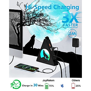 Powered USB Hub 3.0, JoyReken USB Hub with 4 USB 3.0 Data Ports and 2 USB Smart Charging Port, USB Hub Tower USB hub 3.0 Powered with 12V/4A Power Adapter for Mac PC Laptop USB Flash Drives