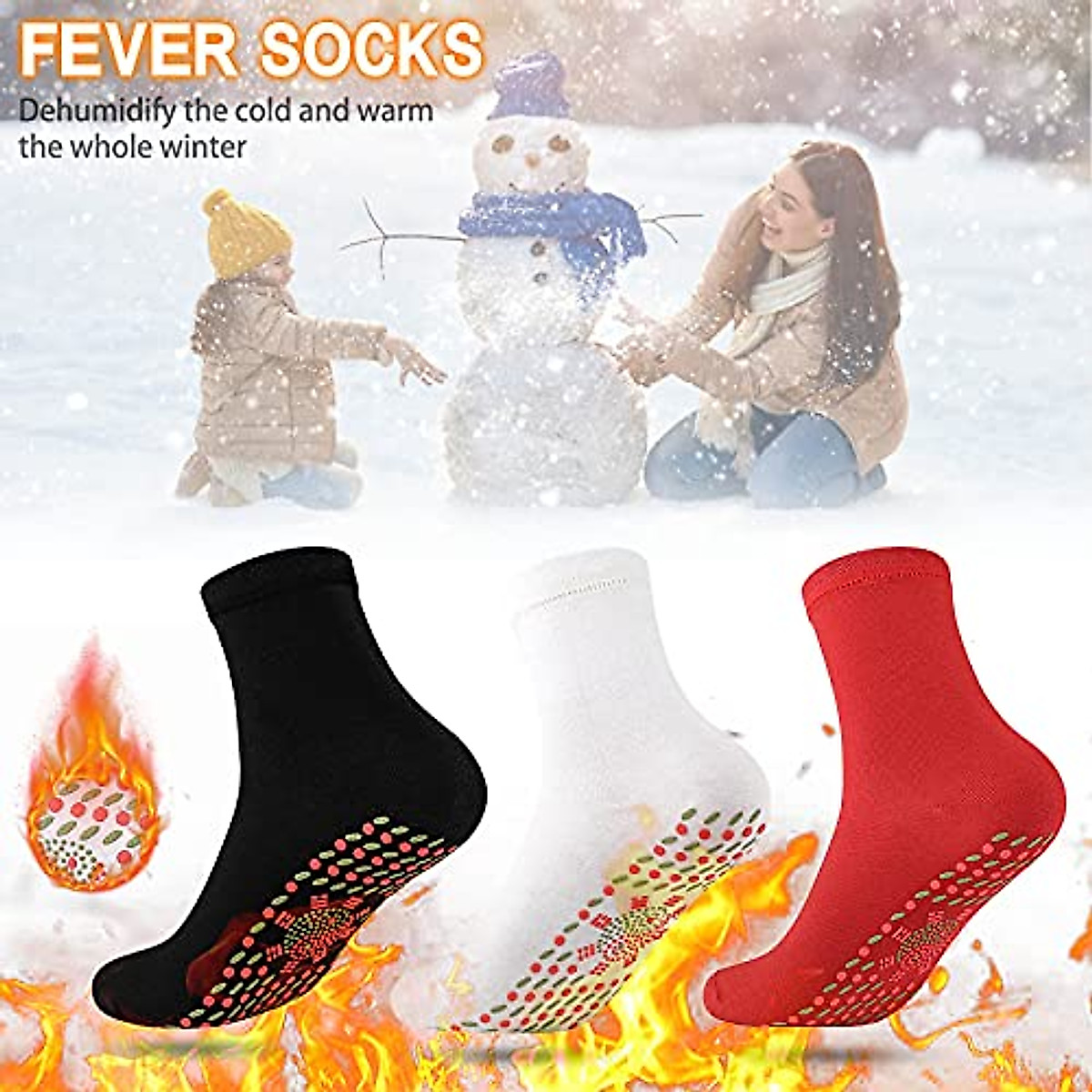 Ntpwenla 1 Pair Self-Heating Magnetic Socks Men Women,Washable Winter Warm Long Socks Tourmaline Self Heated Socks Thermal Insulated Heated Socks Sports Outdoor Hiking Climbing