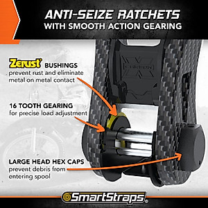 CARGOSMART 10' 1500lb CarbonX Ratchet Tie Downs 2 Pk