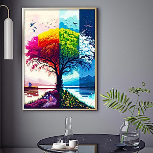 Mowana Diamond Art Kits for Adults Four Season Tree of Life Diamond Painting Full Drill 5d Diamond Painting Kits for Adults for Home Wall Decor (15.7x11.8inch)