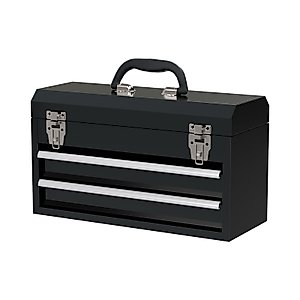 UNITEDPOWER Portable Metal Tool Box，2-Drawer Steel Organization Micro Tool Chest for Household, Warehouse, Repair Shop, Black