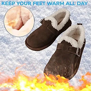 Women's Plush Round Toe Slip-On Shoes, Women's Plush Round Toe Slip-On Orthopedic Shoes, Winter House Slippers, Winter Women'S Comfyslippers, Warm Cotton Shoes (Khaki,40)