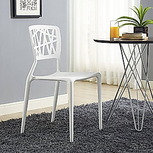 Modway Astro Stacking Accent Kitchen and Dining Room Chair in White - Fully Assembled