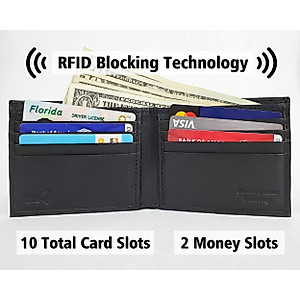 Corner Monogram Initial Engraved Personalized One Black Wallet Personalized Men's Bifold Leather RFID Blocking Wallet for Groomsman Best Man Wedding Party Gift