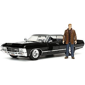 1967 Chevy Impala SS Sport Sedan Black & Dean Winchester Diecast Figurine Supernatural (2005-2020) TV Series 1/24 Diecast Model Car by Jada 32250