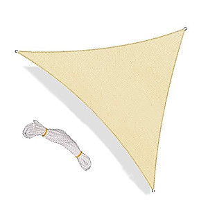 TAKEFUNS Triangle Waterproof Patio Awning Garden Tent Canopy,Sun Shade Sail Sun Protective Screen Shelter for Patio Garden Outdoor Facility Activities - 8x8x8ft (Beige)