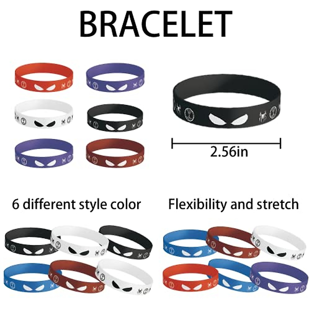 Spiderman Party Favor, Spiderman Birthday Party Supplies Kit Includes 12 Bracelets,12 Button Pins,12 Keychain, 50 Stickers for Spiderman party，Spiderman Birthday Party Favors