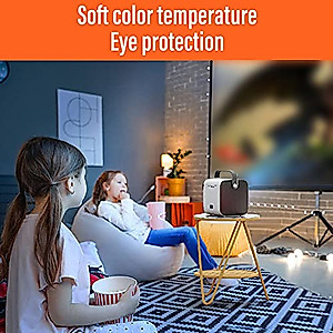 Projector, 150LM Built in Speaker Noise Cancellation Movie Projector 30‑120 Inch Portable with Remote Control for Home for Windows 10 (US Plug)
