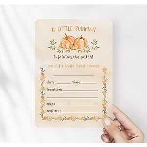 M Market On Mainstreet Pumpkin Patch Invitations & Thank You Cards, Including Envelopes, 25 Count, Made In The U.S.A. (Baby Shower Invite)