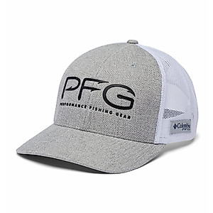 Columbia Unisex-Adult PFG Mesh Snap Back Hooks Ball Cap, Breathable, Adjustable, Cool Grey Heather/Black