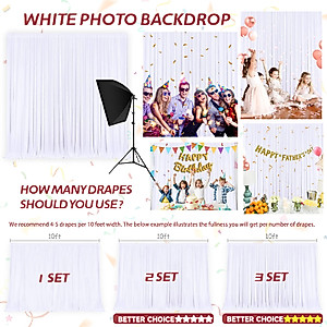 10ft x 10ft White Backdrop Curtains for Parties Thick White Backdrop Drape for Wedding Baby Shower 2 Panels 5ft x 10ft