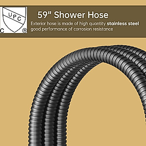 BESy 12 Inch Rain Shower Head, 12" Square Rainfall & High Pressure Stainless Steel Bath Showerhead and Brass 2 In 1 Function Handheld Shower Head Set High Pressure 7 Inch Shower Head Matte Black