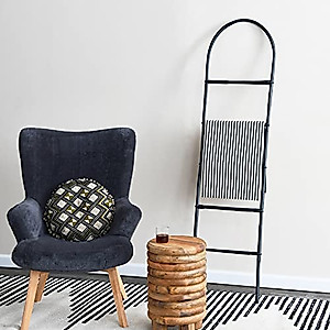 Creative Co-Op Decorative Bamboo Modern Towel Storage, Matte Black Finish Blanket Ladder