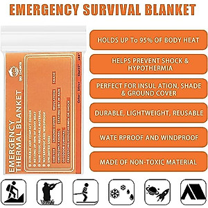 QIO CHUANG Emergency Mylar Thermal Blankets -Space Blanket Survival kit Camping Blanket (4-Pack). Perfect for Outdoors, Hiking, Survival, Bug Out Bag ，Marathons or First Aid 1