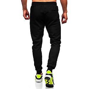 BUXKR Mens Casual Joggers Sweatpants for Jogging,Running or Athletic activities,Black,M