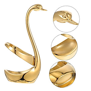 OKUMEYR 1 Set Swan Fork Pedestal Coffee Spoons Cooking Utensil Basket Wedding Decor Silverware Tableware Organizer Forks Stand Holder Mini Forks Drying Rack 304 Stainless Steel Decorations