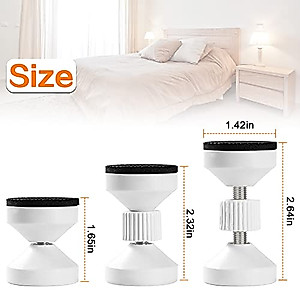 cosbur 4 Pack Adjustable Threaded Headboard Stoppers, Bed Frame Anti-Shake Tools, Headboard Bumper, Bedside Headboards Prevent Loosening Anti-Shake Fixer, Bed Accessories(1.8-2.5in)(White)