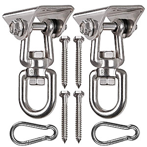 WAREMAID 2 Pack Heavy Duty 360° Swivel Swing Hanger, Stainless Steel Swing Hook for Ceiling Wooden Swing Set Bracket, Punching Bag Hanger for Playground Gym Rope Hammock Chair Swing, 1200 Lb Load