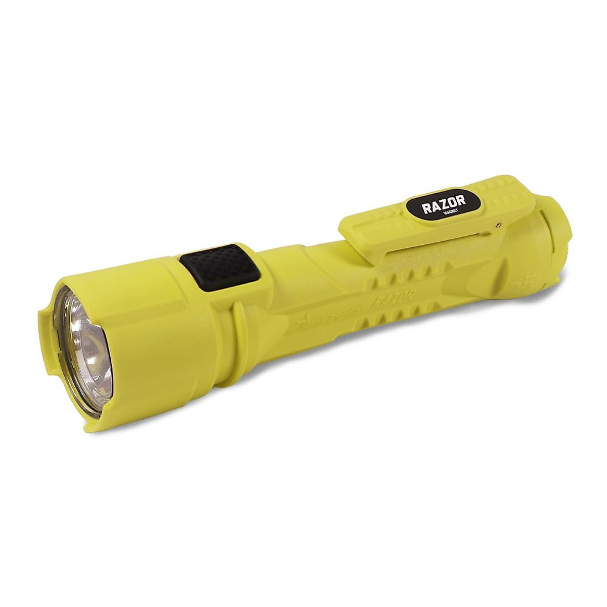 Bright Star Razor Intrinsically Safe Hands-Free Magnetic LED Flashlight with 14,000 Candela Brightness, Powered by 3 AA KBS Batteries Included with 24 Hours of Low Power runtime, Made in USA!