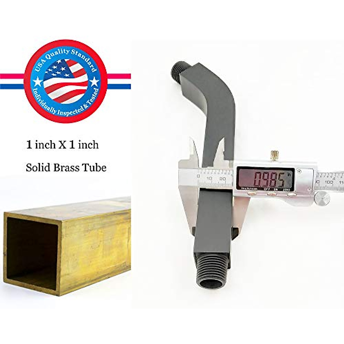 Aquaiaw Square Shower Arm and Anti-Scratch O-Ring Flange, Solid Brass, 8 inch, Both Soldered 1/2-14 NPT Tapered Threads, Wall Mount Shower Head Extension Arm (Matte Black)