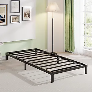 EMODA 6 Inch Twin Bed Frames No Box Spring Needed, Heavy Duty Metal Twin Platform Bed Frame, Noise Free, Easy Assembly, Black