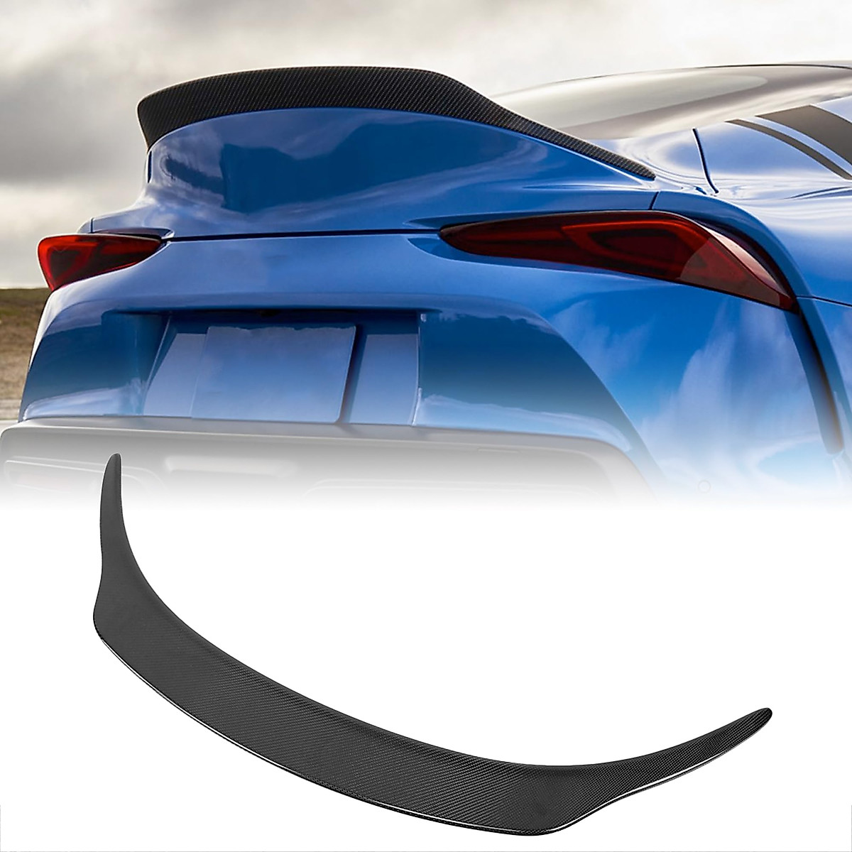 AeroBon Real Carbon Fiber Trunk Spoiler Compatible with 2019-2024 Toyota GR Supra A90 A91 Coupe (A Style)
