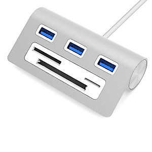 SABRENT Premium 3 Port Aluminum USB 3.0 Hub with Multi-in-1 Card Reader (12" Cable) for iMac, All MacBooks, Mac Mini, or Any PC (HB-MACR)