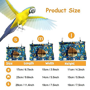 Bird Nest Winter Warm House Hanging Hammock Velvet Shed Hut Cage Bird Plush Fluffy Hideaway Sleeping Bed Fuzzy for African Grey Cockatoo Parrot Parakeet Cockatiels Budgies Parakeets (Small, Blue)
