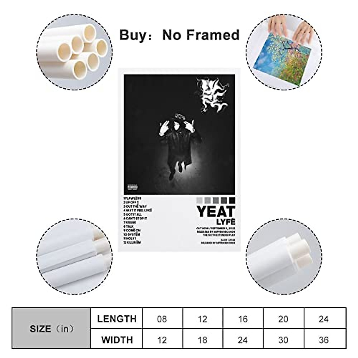 Yeat Poster Lyfe Poster Album Cover Posters for Room Aesthetic Canvas Wall Art Bedroom Docor 12x18inch(30x45cm)