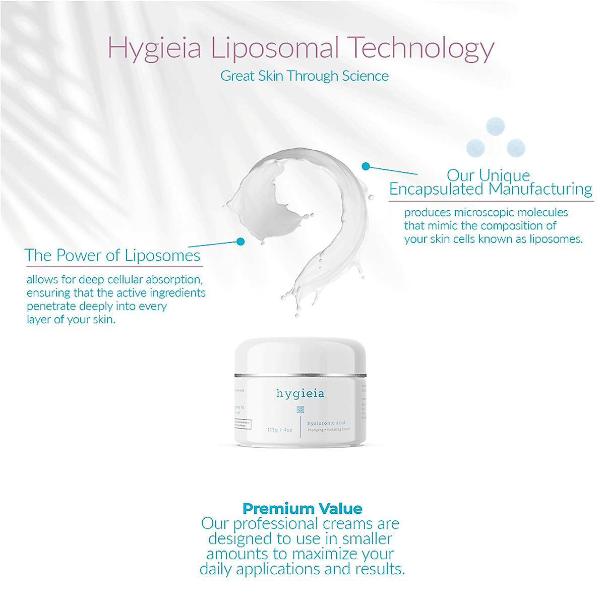 Hygieia + Encapsulated Hyaluronic Acid Face Moisturizer – Hydrating Liposomal Face Cream for Women & Men – Fast & Deep Cellular Absorption for Daily Skin Hydration, Firming, Toning & Elasticity, 4oz