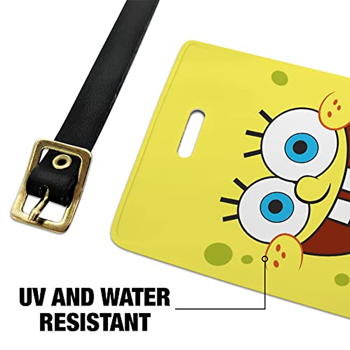 Spongebob Goofy Smile Face Luggage ID Tags Suitcase Carry-On Cards - Set of 2