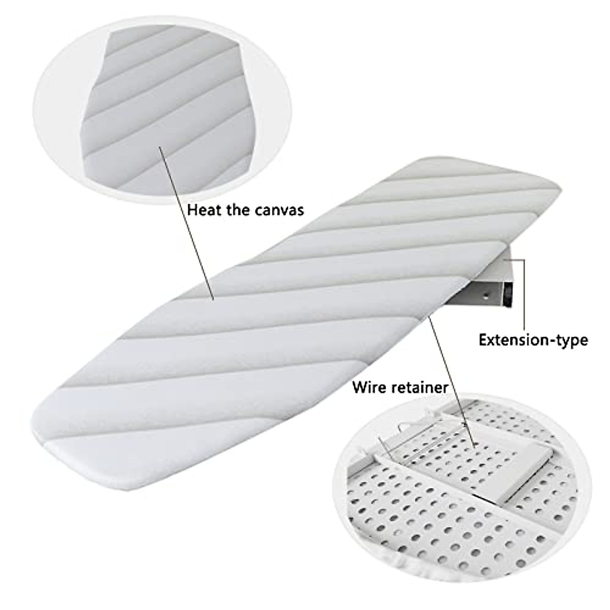 Closet Pull-Out Ironing Board Retractable 180 Degree Rotation Ironing Board Portable Folding Iron Board for Sewing, Craft Room, Household, Dorm 19.6" W x 13.7" D x 4.3" H