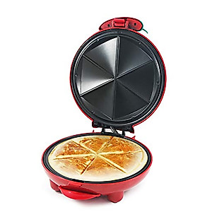 Elite Gourmet EQD413 Non-Stick Electric, Mexican Taco Tuesday Quesadilla Maker, Easy-Slice 6-Wedge, Grilled Cheese, 8 Inch, Red