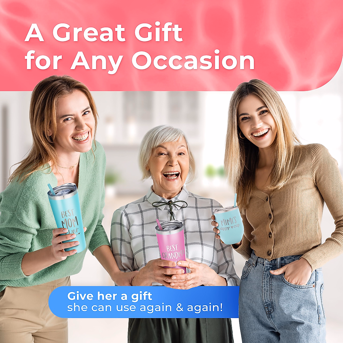 Mimi's Sippy Cup Insulated Wine Tumbler - New Mimi - Mother's Day Tumbler with Straw - Adult Sippy Cup Mommy Juice, Mama Cup Gift - Wine Tumbler for Mimi - Mom Juice Tumbler - Wine Sippy Cup