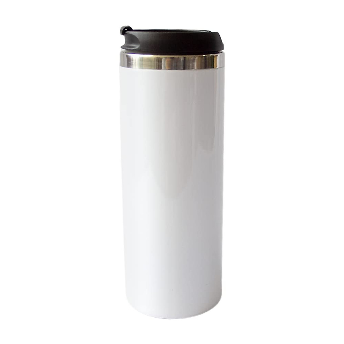 MR.R 15oz Sublimation Blanks Tumbler with Lid,Stainless Steel Double Wall Vacuum Insulated Travel Water bottle Straight Mug,Durable Powder Coated Coffee Cup,White, 450ml