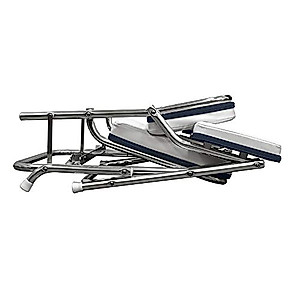 Wise 3319-924 Folding Deck Chair, White with Navy Trim, Standard