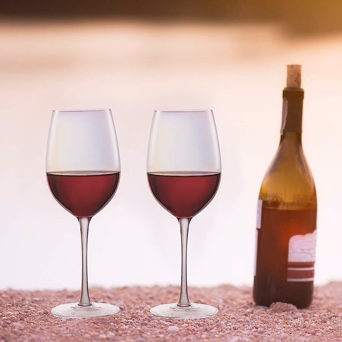 E-liu Handblown Wine Glasses, 17 Ounce Lead·Free Crystal Long Stemmed Glassware, All-Purpose Wine Glass for Red or White Wine, Birthday, Anniversary or Wedding Gifts, Set of 4, Iridescent