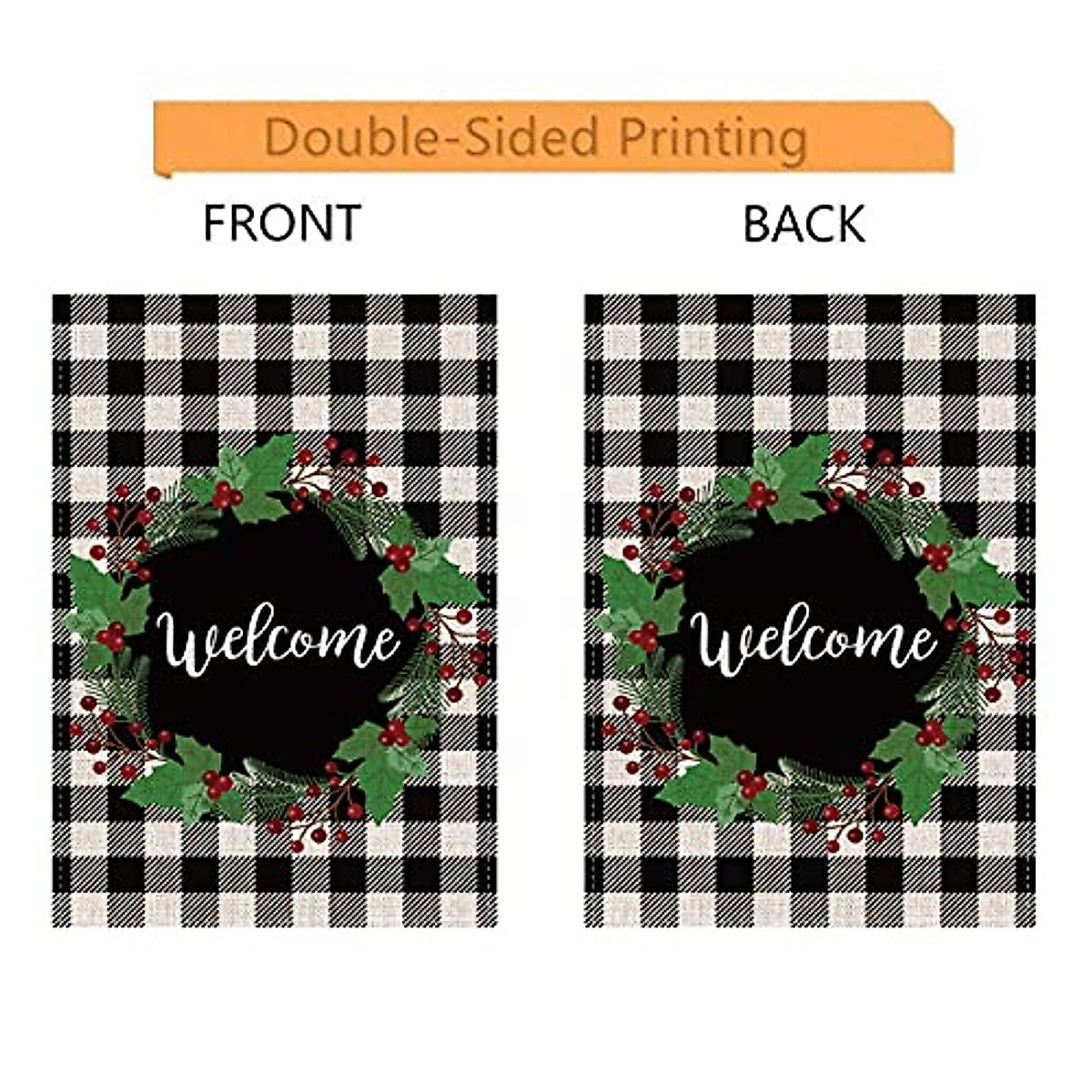 AUOIKK Winter Berry Wreath Welcome Garden Flag Vertical Double Sided, Christmas Outdoor Flag Farmhouse Holiday Home Christmas Yard Sign Outdoor Decoration 12.5 x 18 Inch