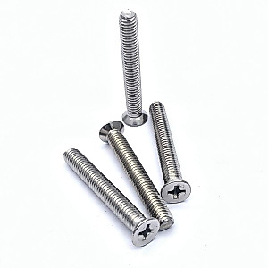 25pcs M6-1.0 x 45mm Stainless Steel Countersunk Head Screws, Metric Coarse Thread Flat Head Bolt, Phillips Drive (Size: 6×45)