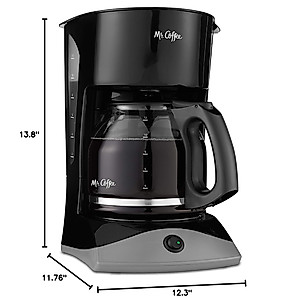Mr. Coffee Coffee Maker with Auto Pause and Glass Carafe, 12 Cups, Black