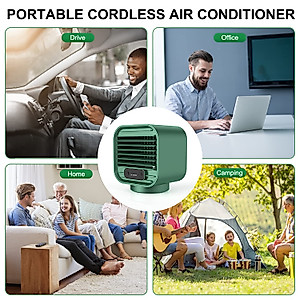 Personal Air Conditioner, Mini AC Portable Air Conditioner Rechargeable 2000mAh Evaporative Cooling Fan with 3 Speeds 100% Leakproof Design for Home Office, Car, Camping Tent