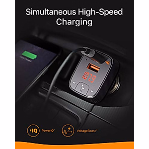 Anker Roav SmartCharge F2 Bluetooth FM Transmitter, Wireless Audio Adapter and Receiver, Car Charger with Bluetooth, Car Locator, App Support, 2 USB Ports, PowerIQ
