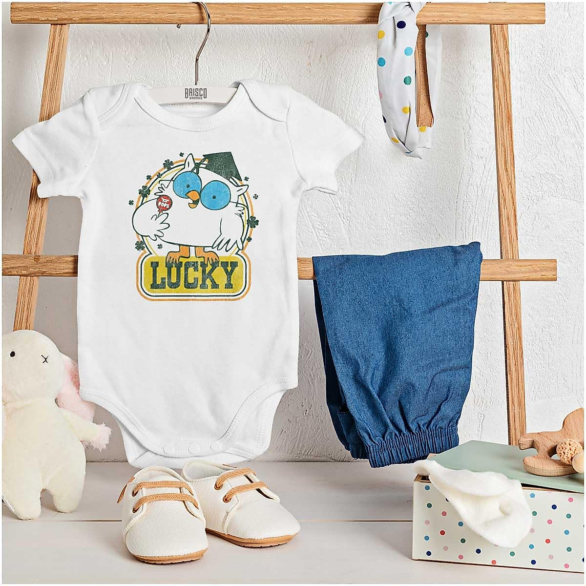 Brisco Brands Saint Paddys Lucky Tootsie Pop Owl Baby Romper Boys or Girls