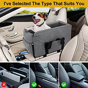 Palopalo Dog Car Seat for Small Dog, Center Console Dog Car Seat for Small Pets Up to 12 Lbs, Fully Detachable and Washable Dog CarSeat with Safet Tethers, Dog Booster Car Seat with Storage Pocket