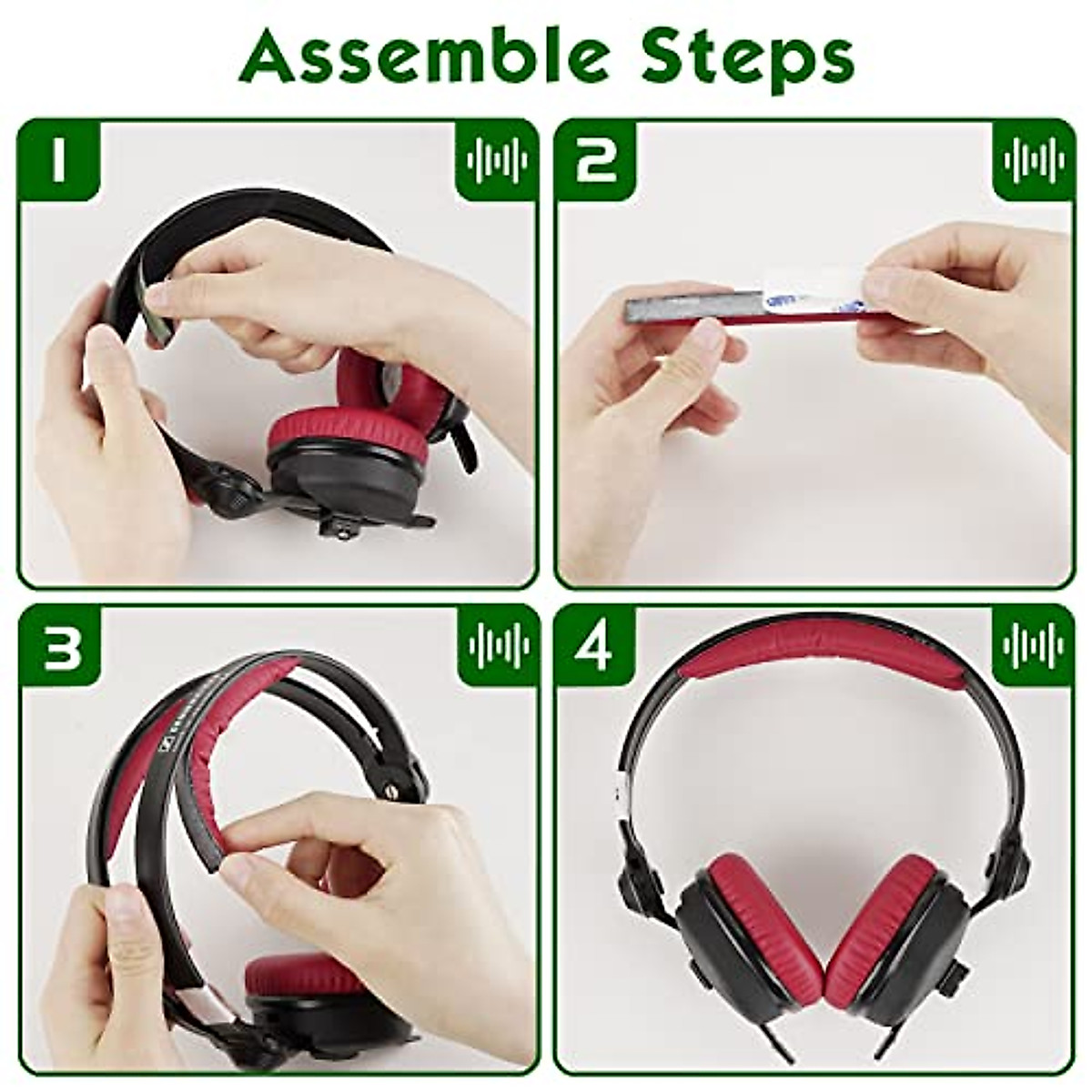 Geekria Protein Leather Headband Pad Compatible with Sennheiser hd25 hd25 II HD25 Plus HD25 Special Edition, Headphones Replacement Band, Headset Head Cushion Cover Repair Part (Red 2Pack)